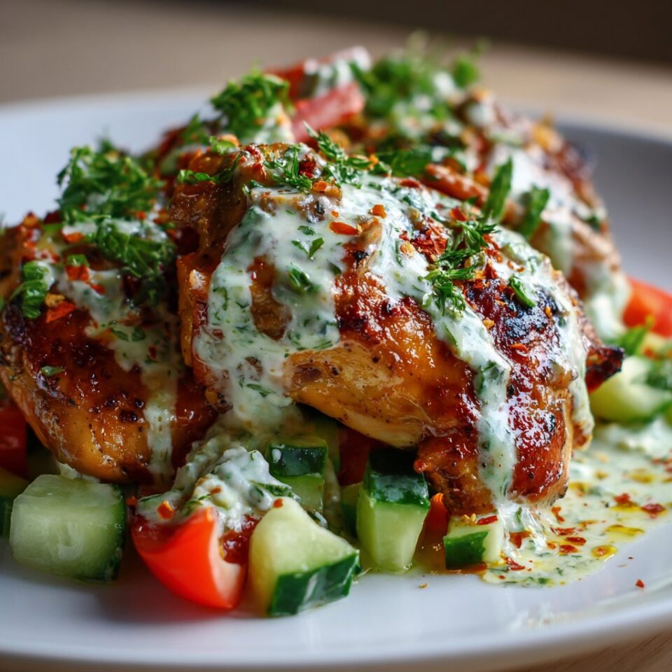 Spicy Mediterranean Chicken with Creamy Cucumber Salad Recipe - My ...