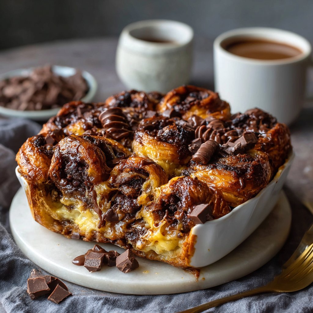 Decadent Chocolate Croissant Breakfast Bake - My Daily Cuisine